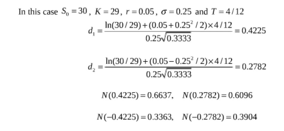 Solved In this case so = 30, K = 29, r = 0.05, 0 = 0.25 and | Chegg.com