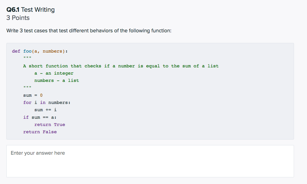 Solved Q6.1 Test Writing 3 Points Write 3 test cases that | Chegg.com