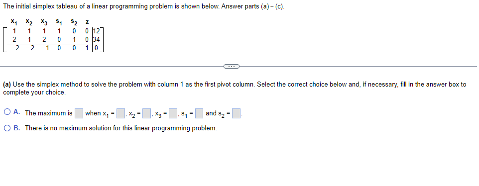 Solved The initial simplex tableau of a linear programming | Chegg.com