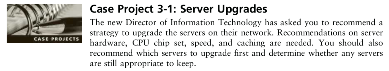 Solved CASE PROJECTS Case Project 3-1: Server Upgrades The | Chegg.com