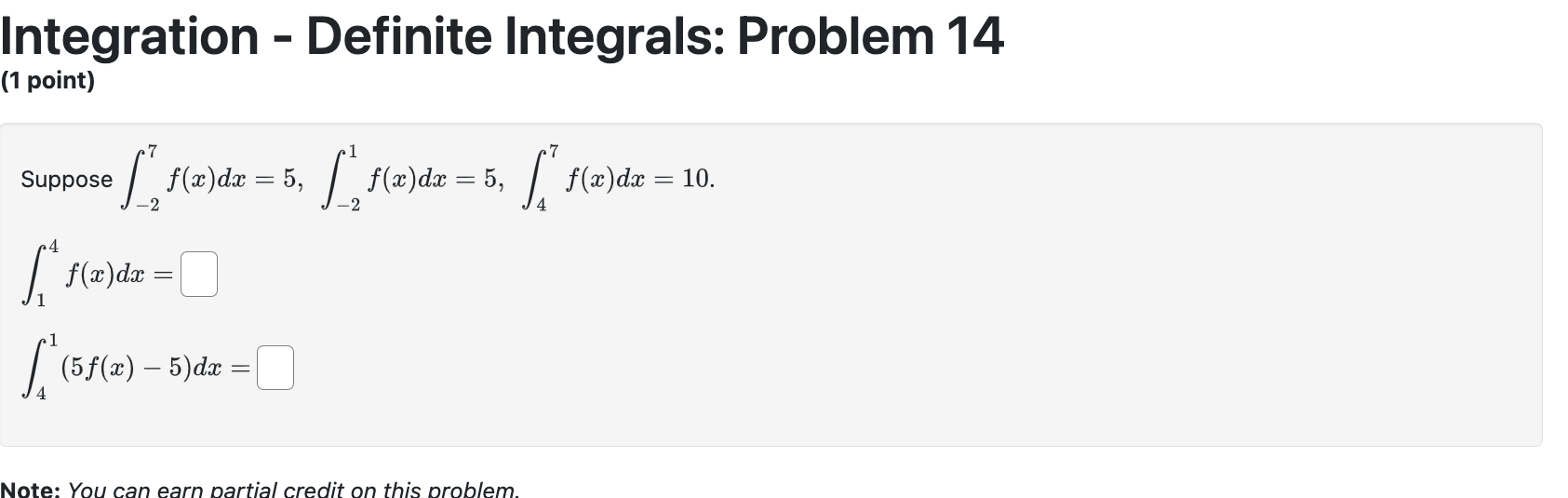 Solved Integration - Definite Integrals: Problem 14 (1 | Chegg.com