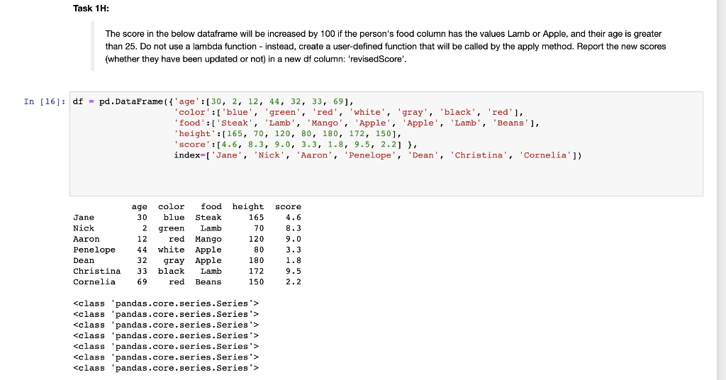 Solved The score in the below dataframe will be increased by | Chegg.com