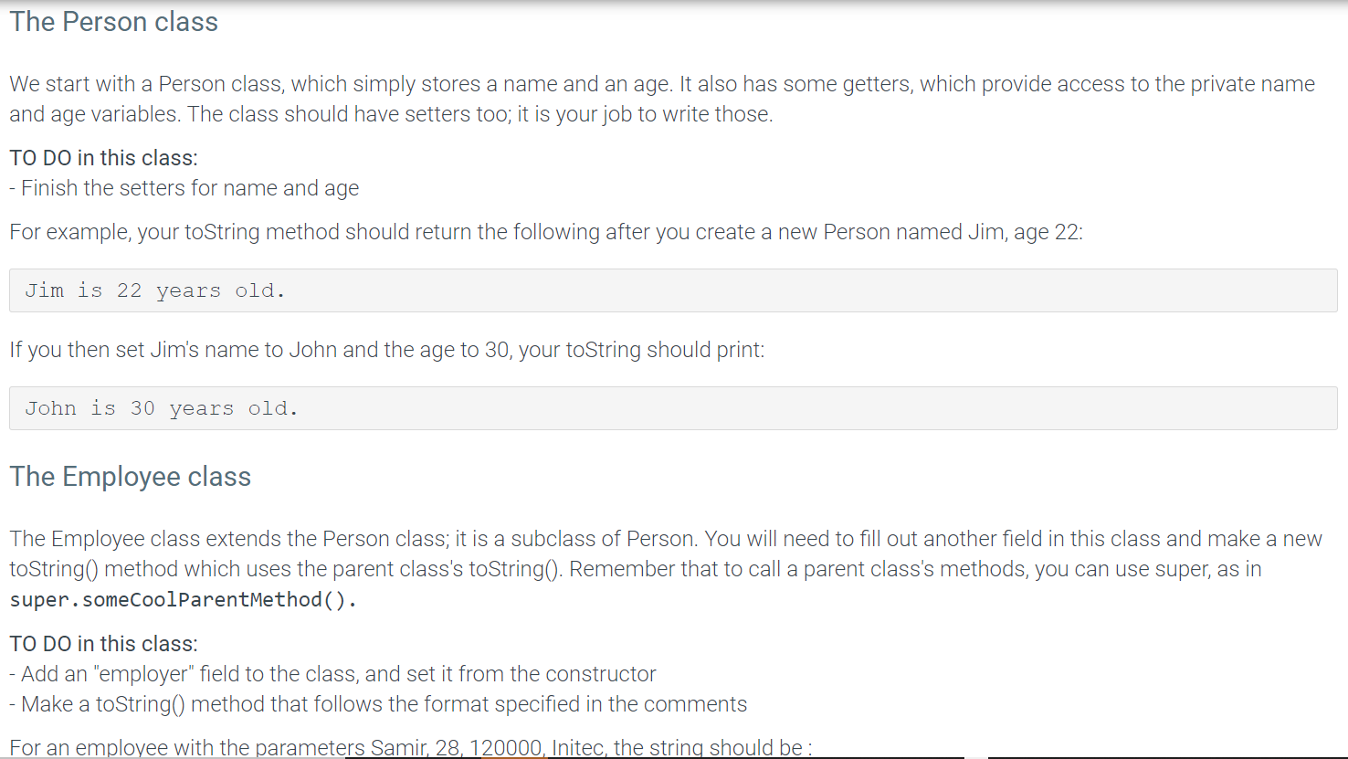 Solved The Person class We start with a Person class, which | Chegg.com