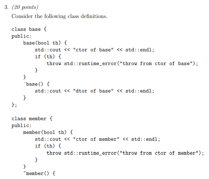 Solved 3. (20 points) Consider the following class | Chegg.com