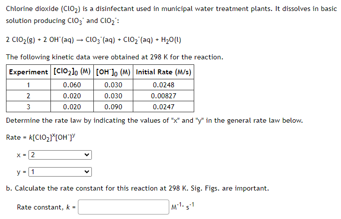 Solved Chlorine dioxide (ClO2) is a disinfectant used in | Chegg.com