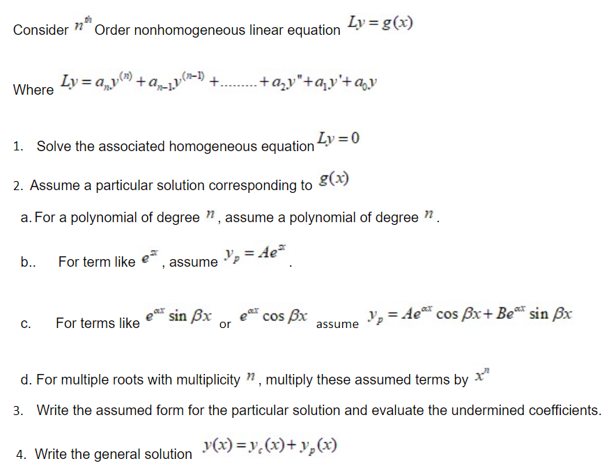 Solved Consider nth Order nonhomogeneous linear equation | Chegg.com