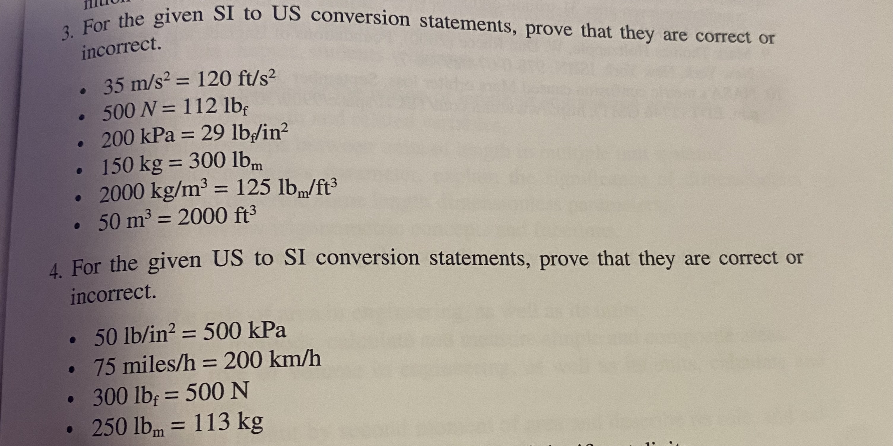 Solved 3. For the given SI to US conversion statements, | Chegg.com