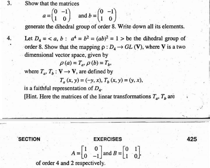 Solved 3. 4. Show that the matrices (0-1 a=1 and b = | Chegg.com