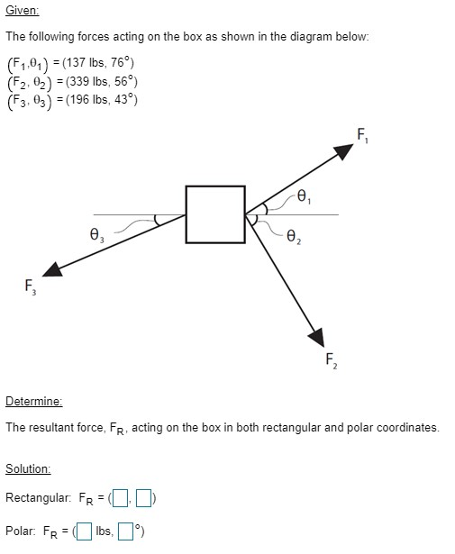 Solved Given The following forces acting on the box as shown | Chegg.com