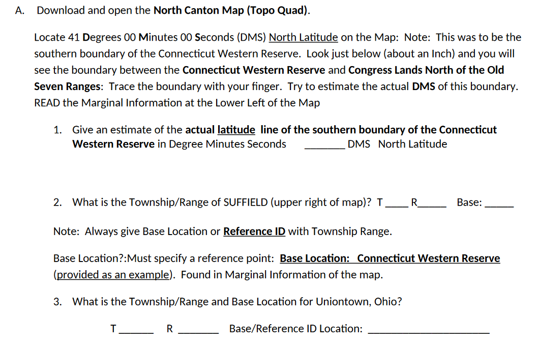 Solved Download and open the North Canton Map (Topo Quad). | Chegg.com