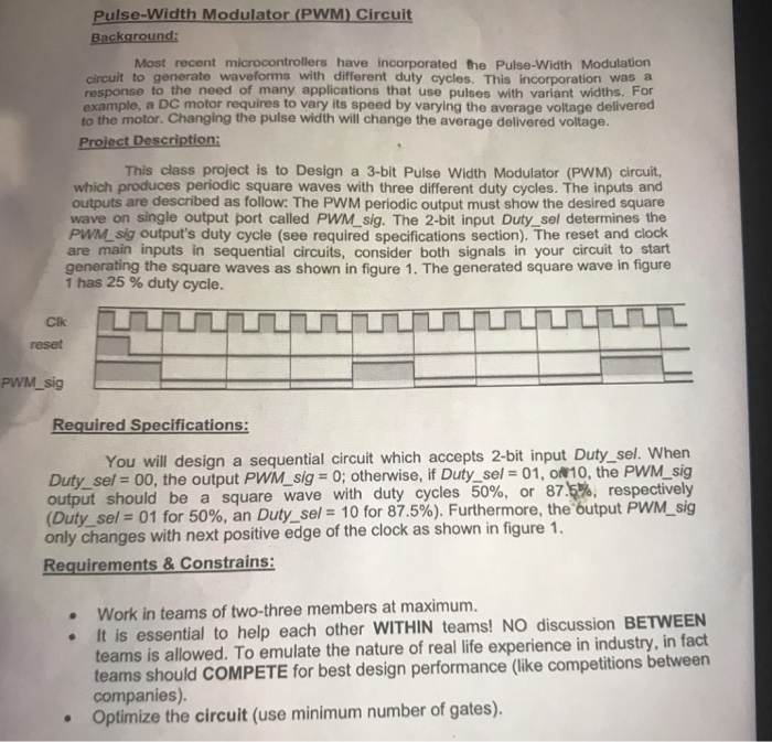 Solved Pulse-Width Modulator (PWM) Circuit Most recent | Chegg.com