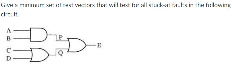 Give a minimum set of test vectors that will test for | Chegg.com