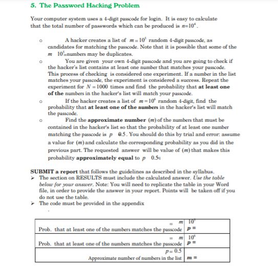 Solved 5. The Password Hacking Problem Your computer system | Chegg.com
