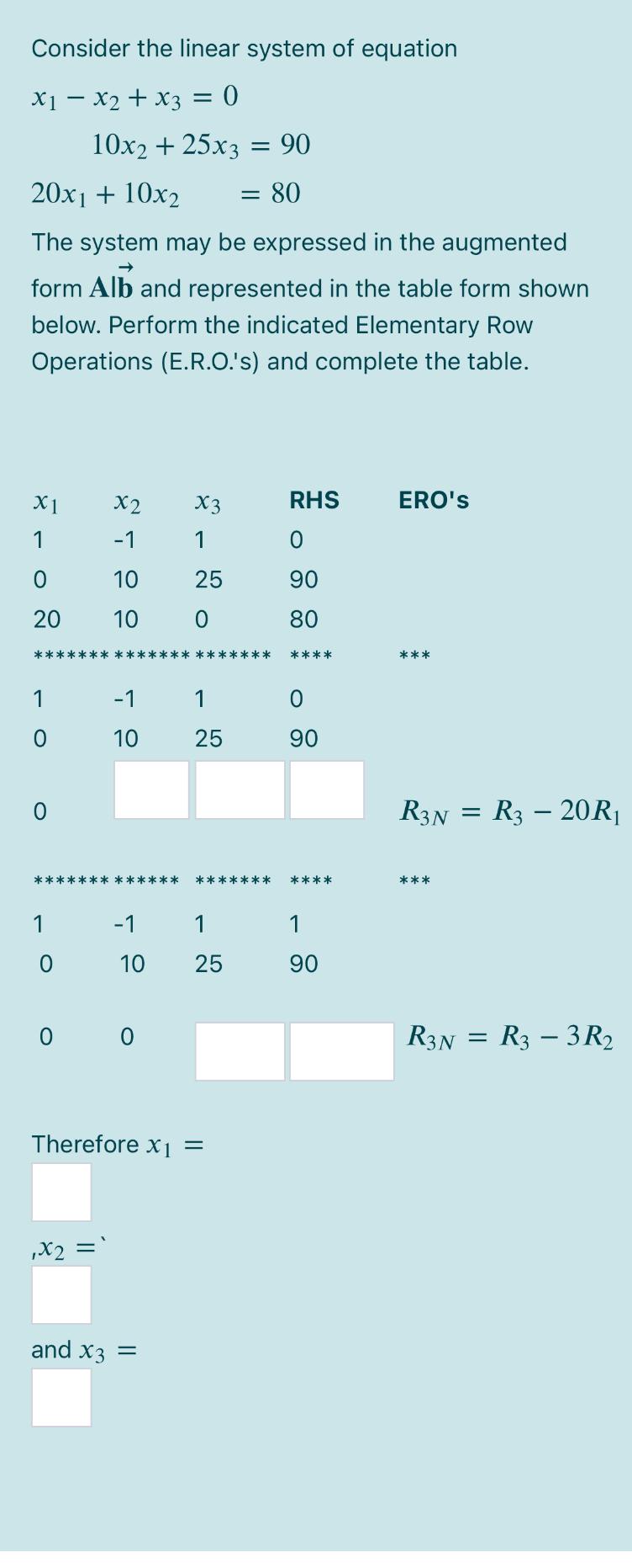 Solved Consider the linear system of equation X1 – x2 + x3 = | Chegg.com