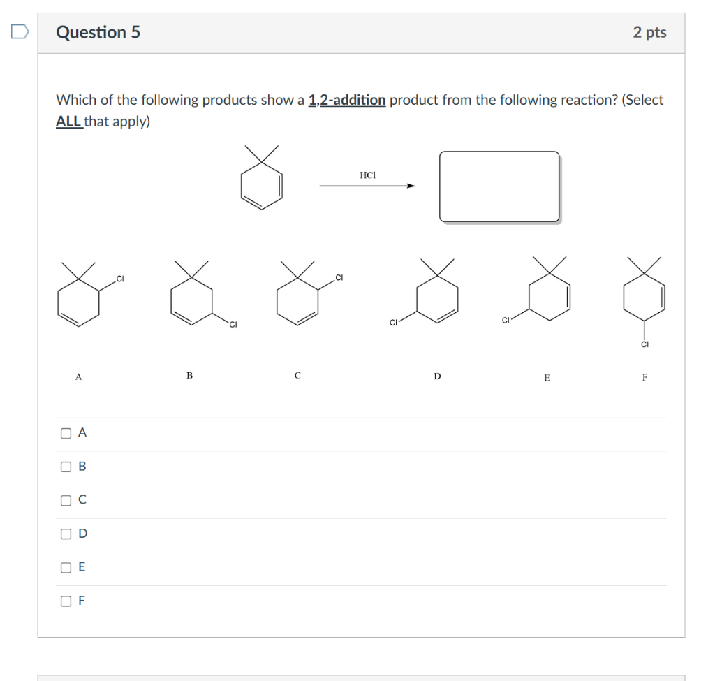 Solved Which of the following products show a 1,2-addition | Chegg.com