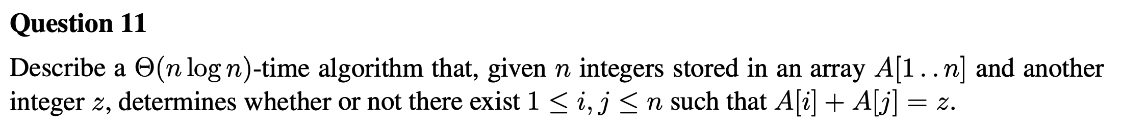 Solved Question 11 Describe A O N Log N Time Algorithm