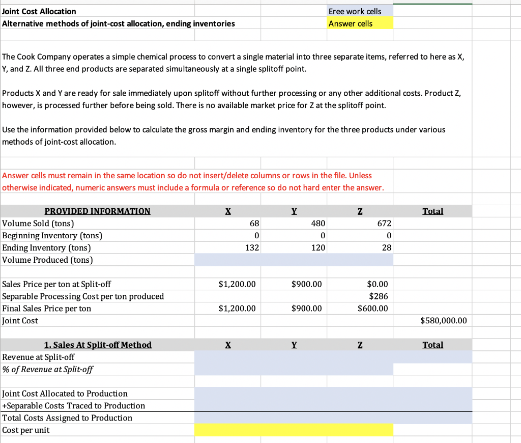 Solved Joint Cost Allocation Alternative methods of | Chegg.com