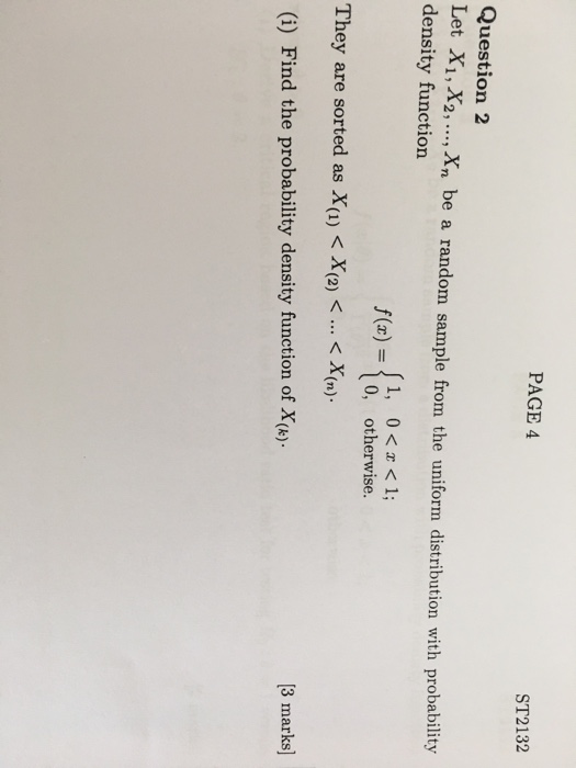 Solved PAGE 4 ST2132 Question 2 Let Xi, X2. Xn be a random | Chegg.com