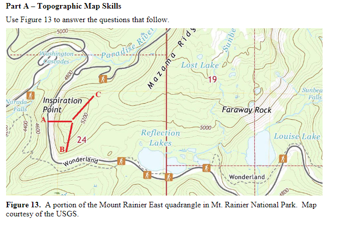 Solved Part A - Topographic Map Skills Use Figure 13 to | Chegg.com