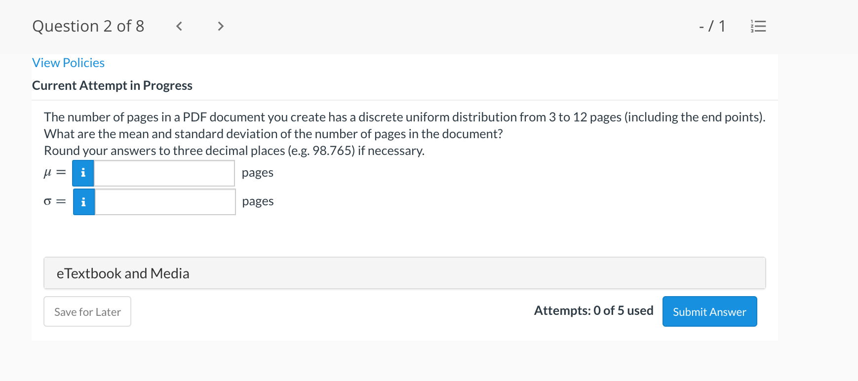 Solved ion 2 Of 8 71 View Policies Current Attempt In Chegg