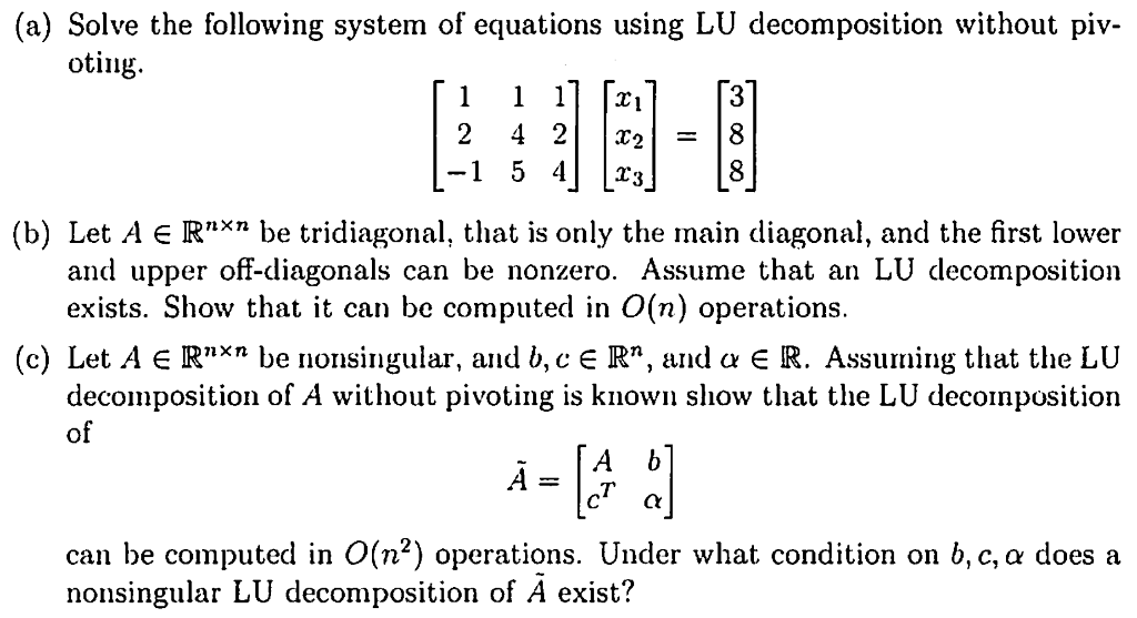 Solved (a) Solve the following system of equations using LU | Chegg.com