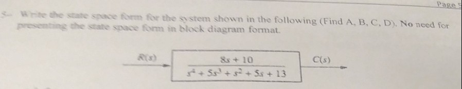 Solved Page Write the state space form for the system shown | Chegg.com