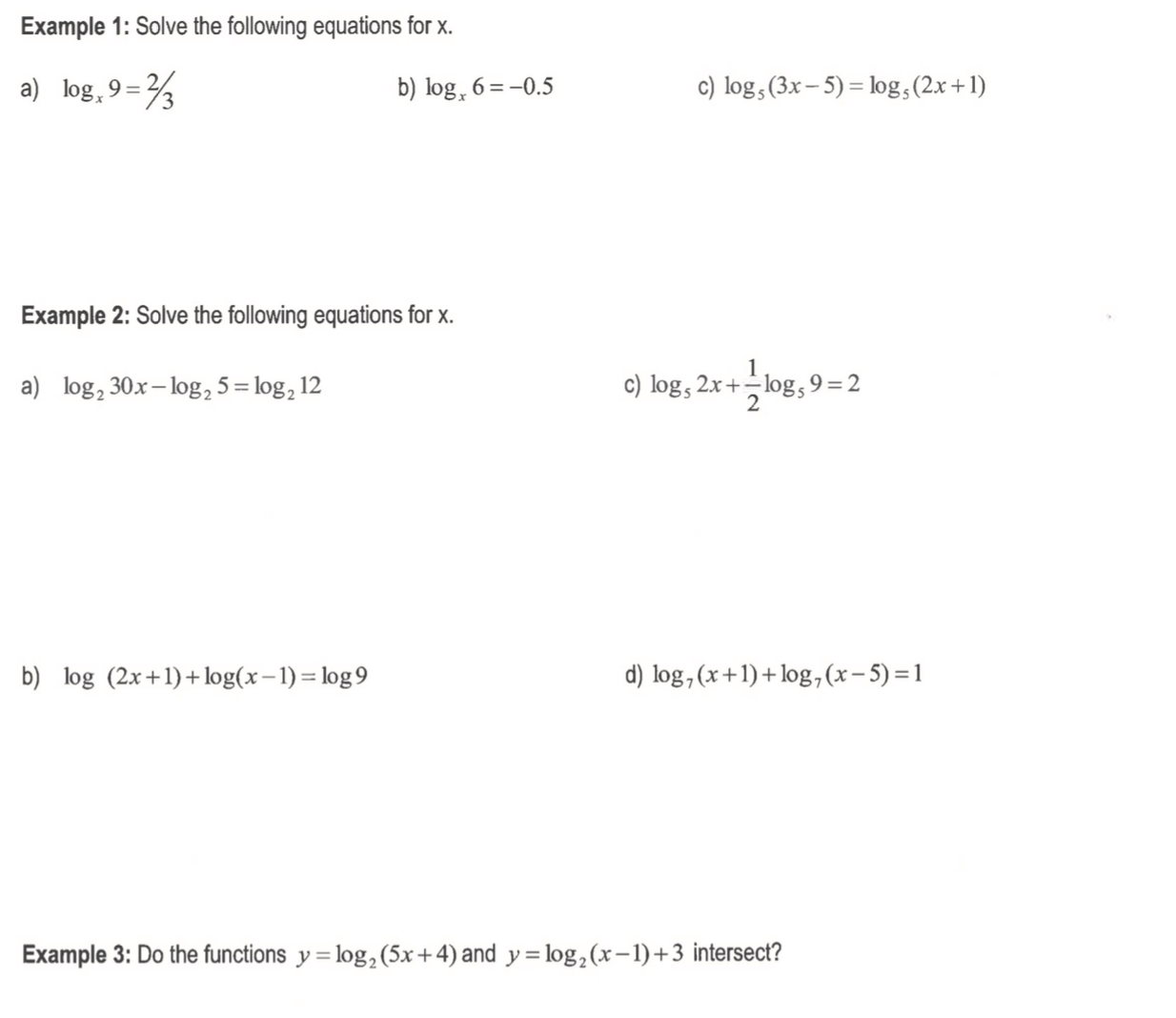 Solved Example 1: Solve the following equations for | Chegg.com