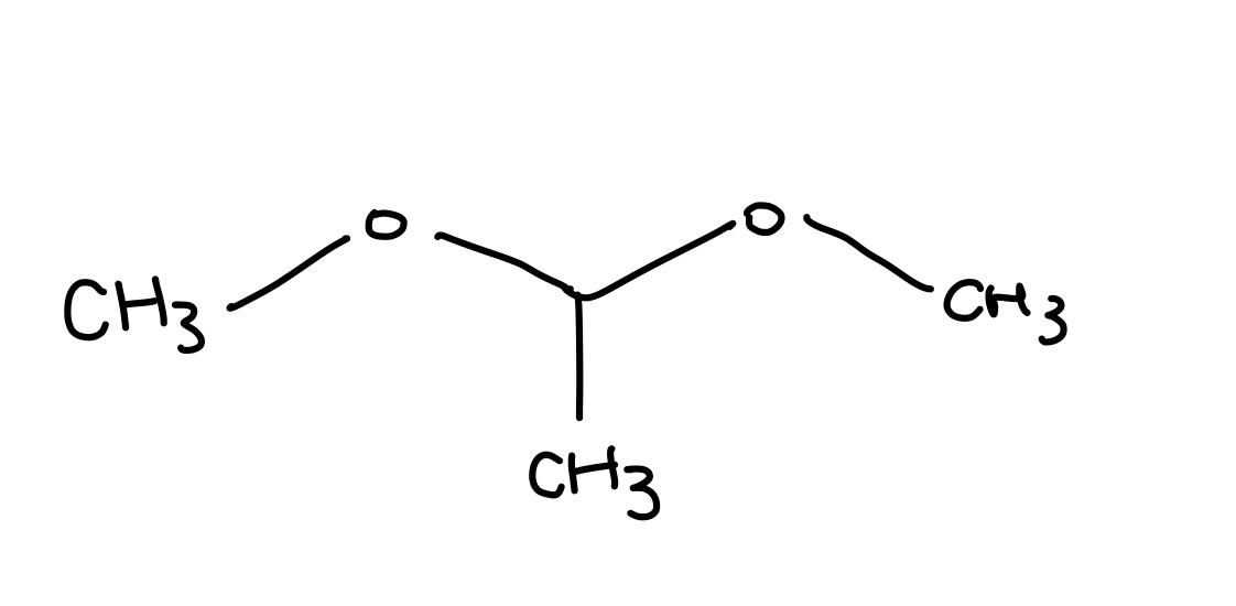 Solved c) CH3OCH(CH3)OCH3 pls draw the line structure with | Chegg.com
