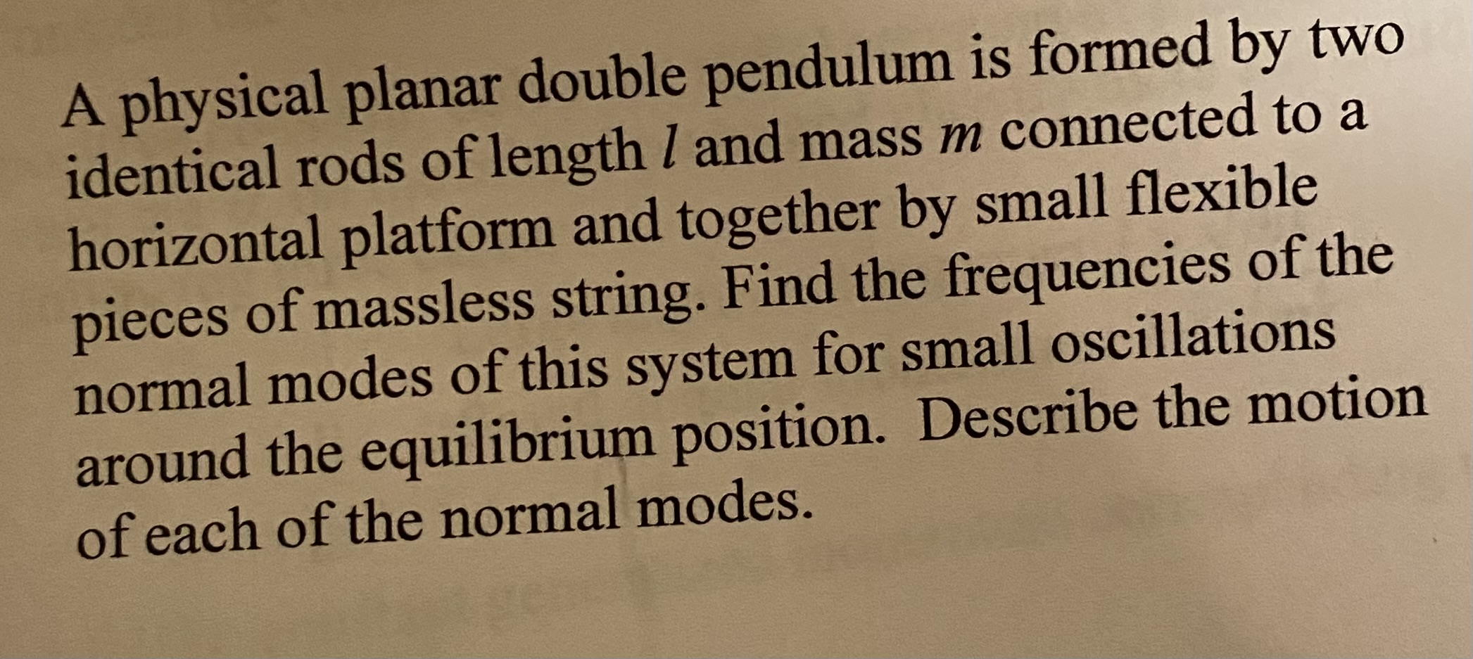 Solved A physical planar double pendulum is formed by | Chegg.com