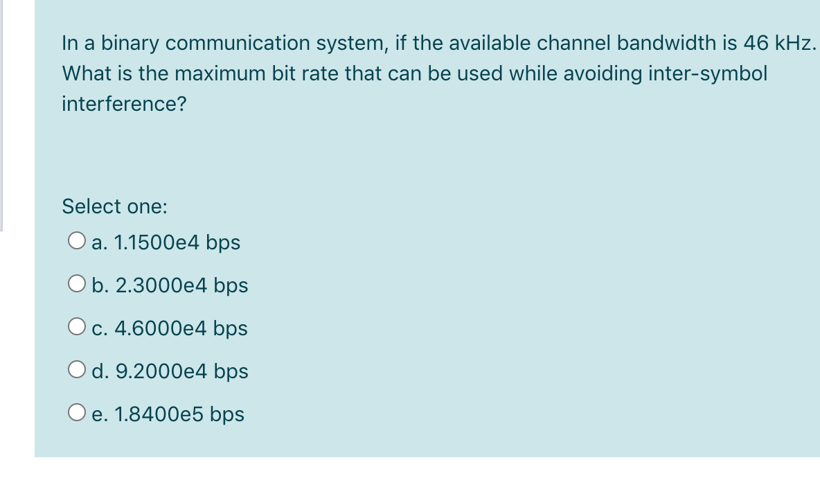 Solved In a binary communication system, if the available | Chegg.com