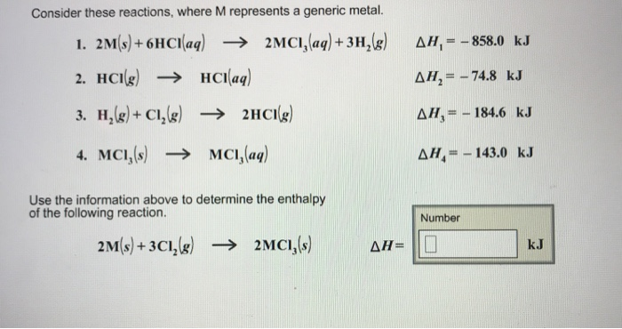 Solved Consider these reactions, where M represents a | Chegg.com