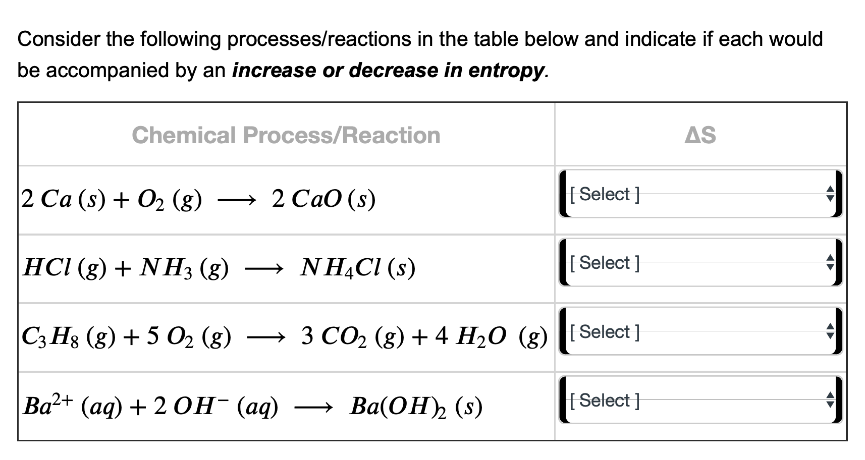 Solved Consider the following processes/reactions in the | Chegg.com