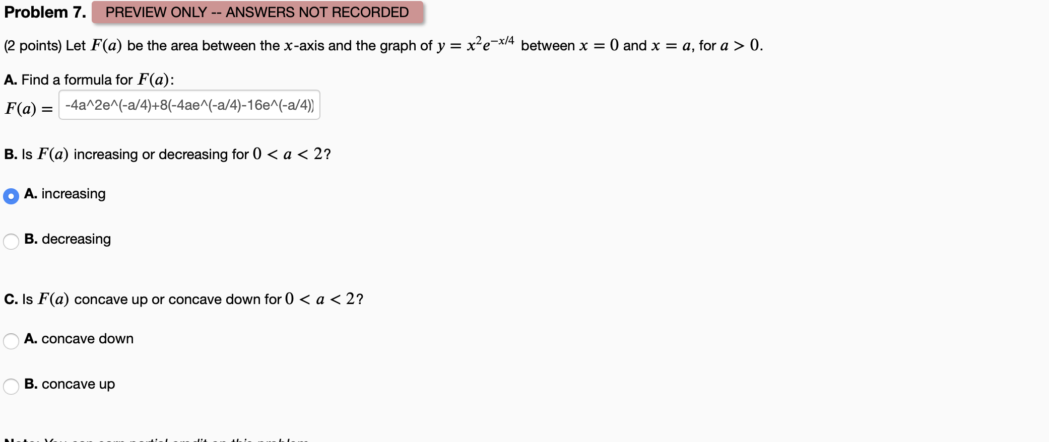 Solved Problem 7. PREVIEW ONLY -- ANSWERS NOT RECORDED (2 | Chegg.com