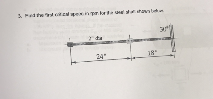 Solved 3. Find the first critical speed in rpm for the steel | Chegg.com