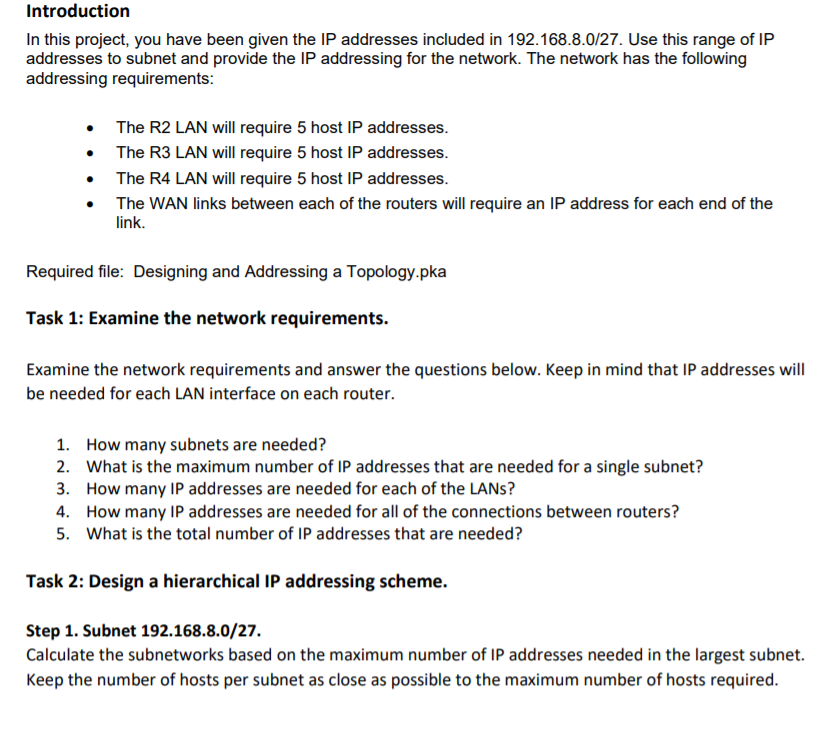 Solved Introduction In this project, you have been given the | Chegg.com