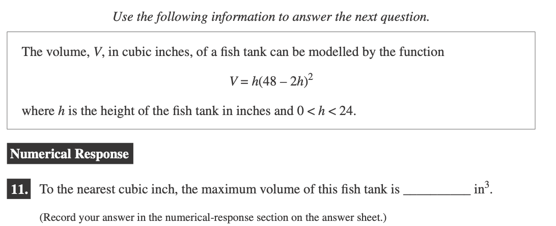 Solved To the nearest cubic inch, the maximum volume of this | Chegg.com
