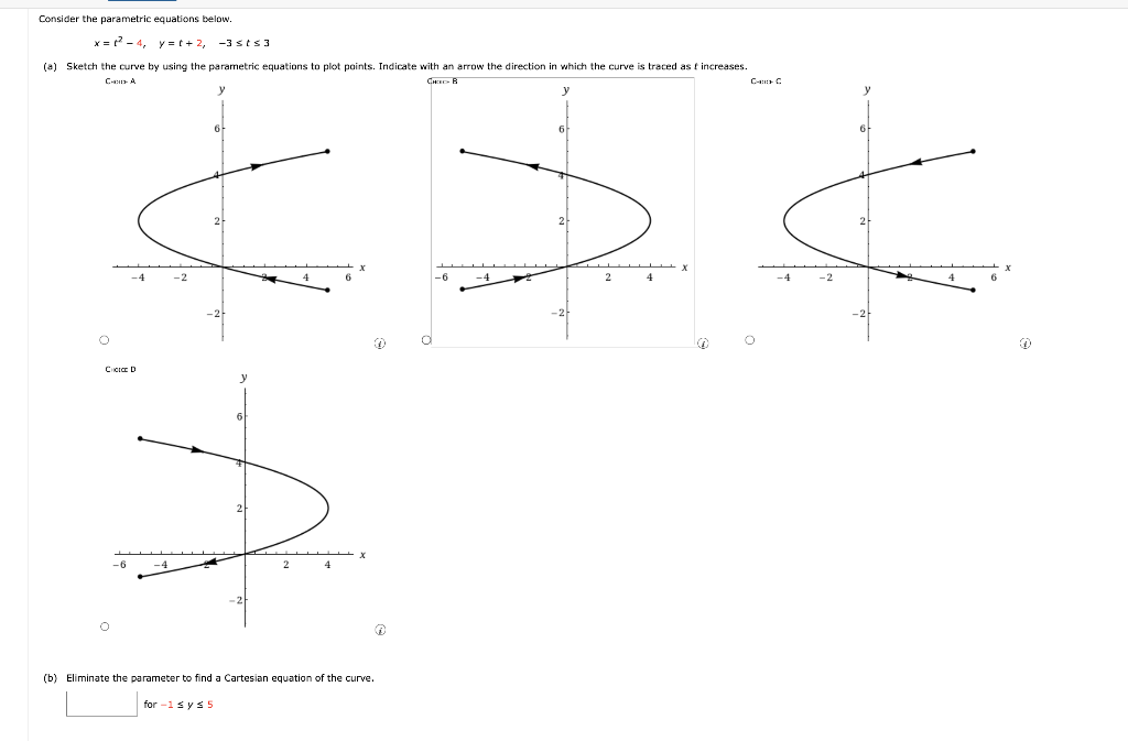 Solved Consider the parametric equations below. | Chegg.com