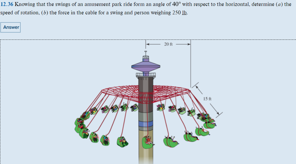 Solved 12.36 Knowing that the swings of an amusement park | Chegg.com