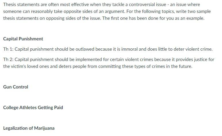 Solved Thesis statements are often most effective when they | Chegg.com