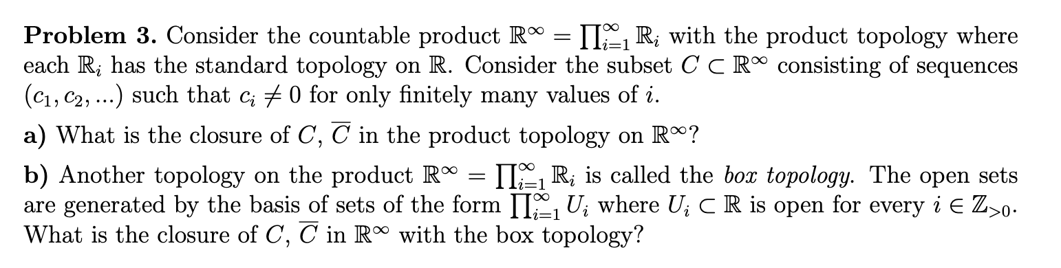 Solved Problem 3. ﻿Consider the countable product | Chegg.com