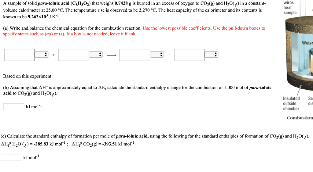 Solved A sample of solid para-toluie acid (C«HgO2) hat | Chegg.com