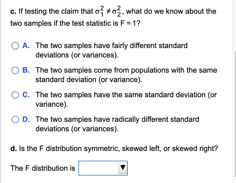 Solved Answer the following questions on the F test | Chegg.com