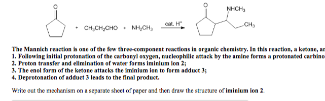 Solved NHCH cat. H . CH3 NH2CH3 CH3CH2CHO The Mannich | Chegg.com
