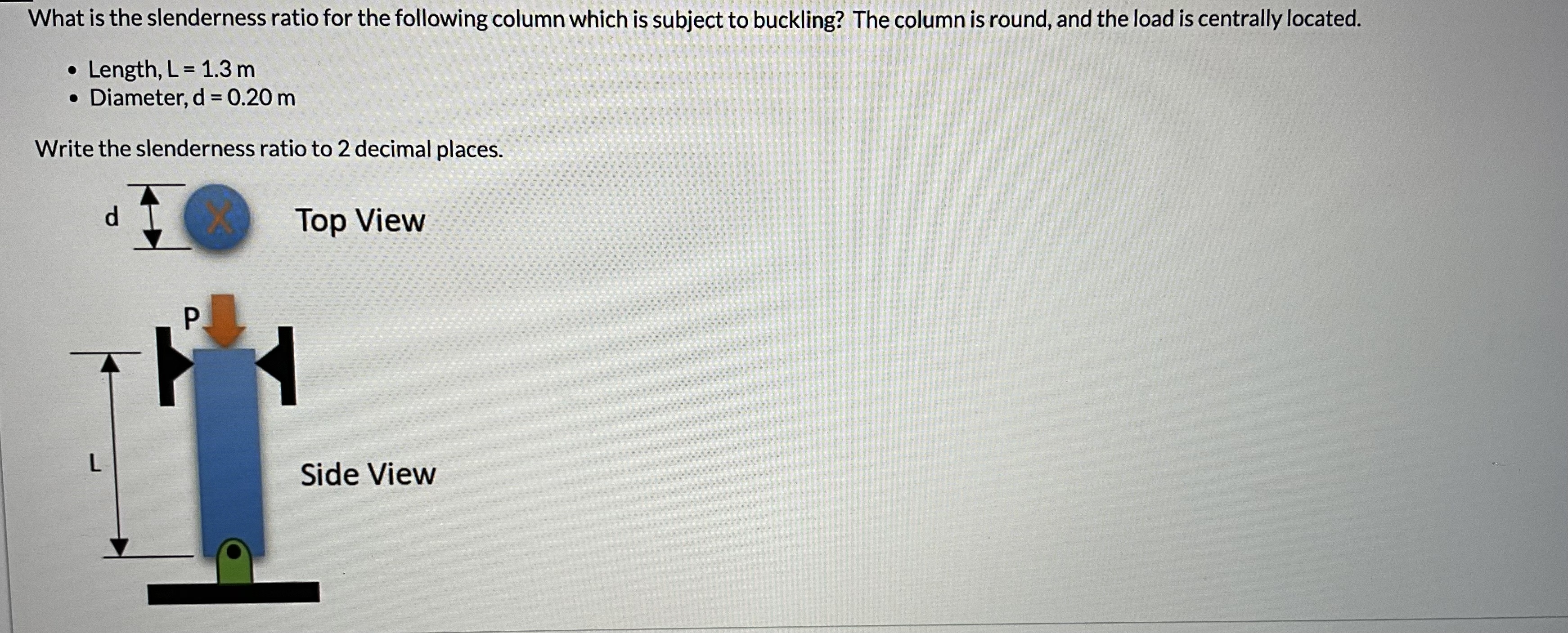 Solved What is the slenderness ratio for the following | Chegg.com