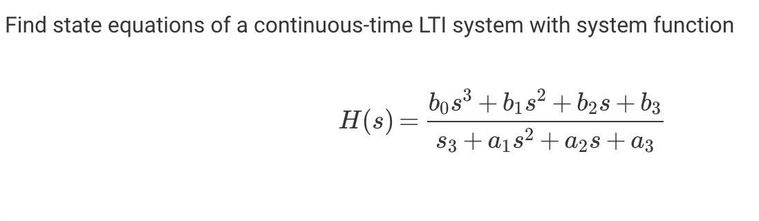 Solved Find state equations of a continuous-time LTI system | Chegg.com