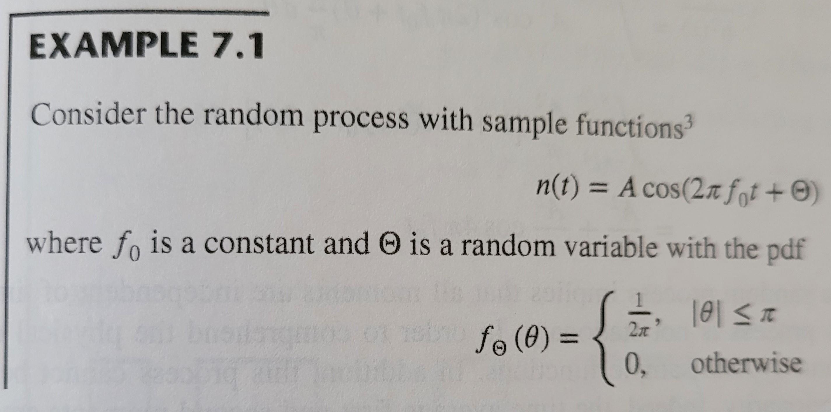 7.6 Consider the random process of Example 7.1 with | Chegg.com