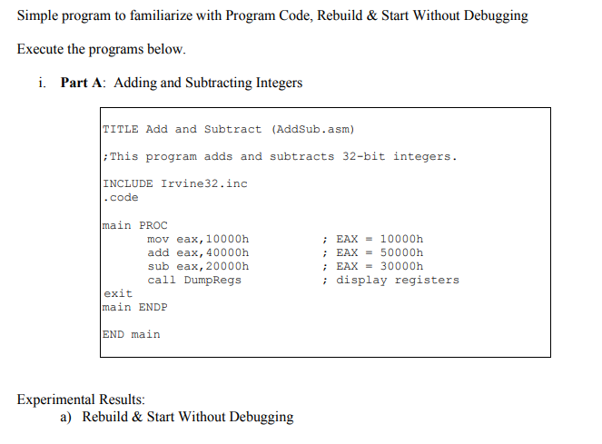 Solved Simple program to familiarize with Program Code, | Chegg.com