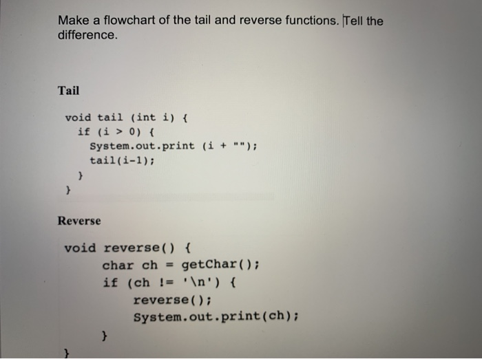Solved Make a flowchart of the tail and reverse functions. | Chegg.com