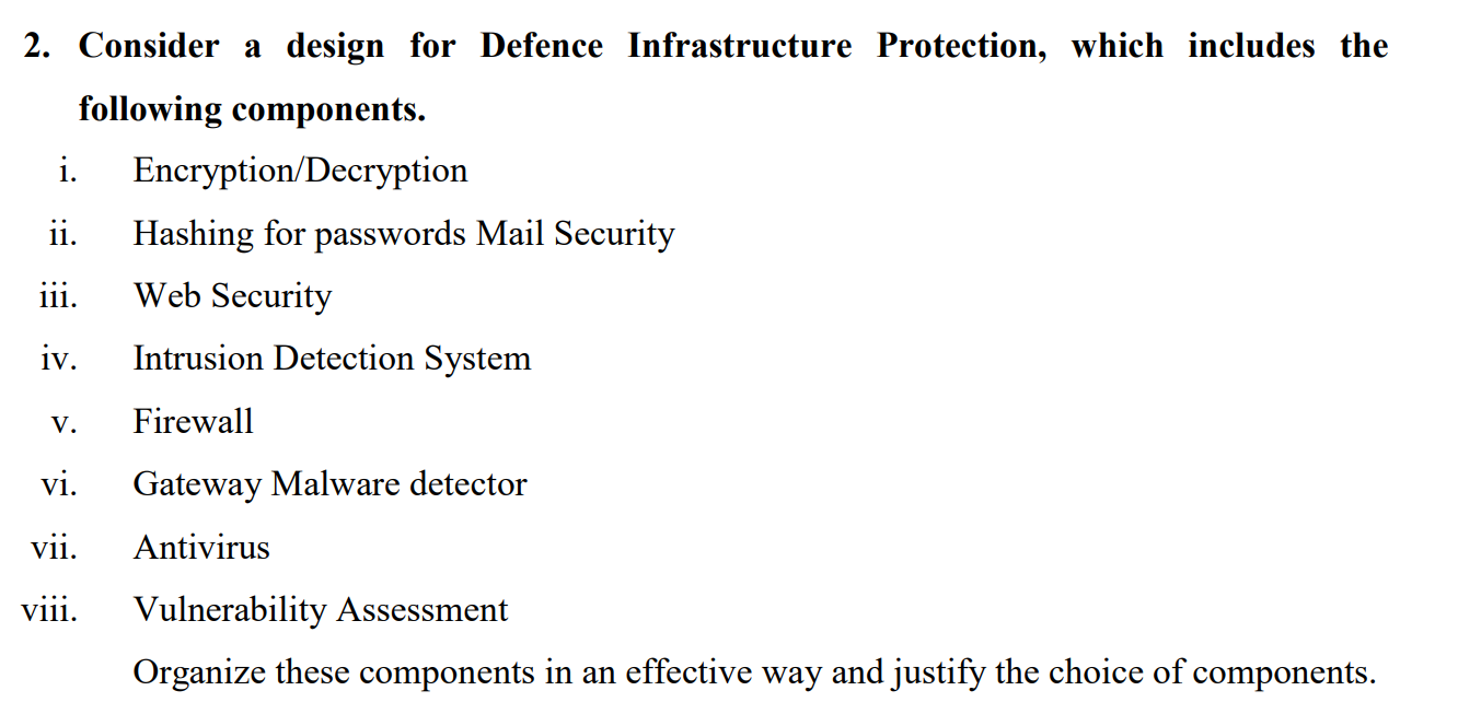 Solved Consider a design for Defence Infrastructure | Chegg.com