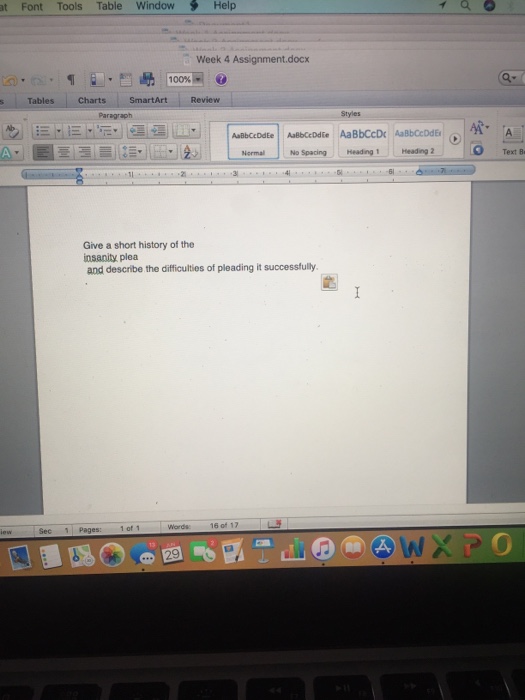 Solved at Font Tools Table Window Help Week 4 | Chegg.com